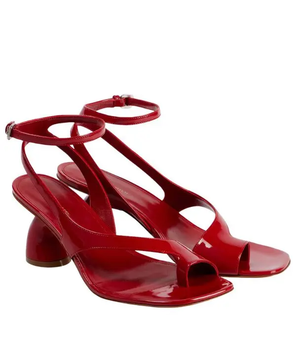 Dries Van Noten Asymmetric Patent Leather Sandals
