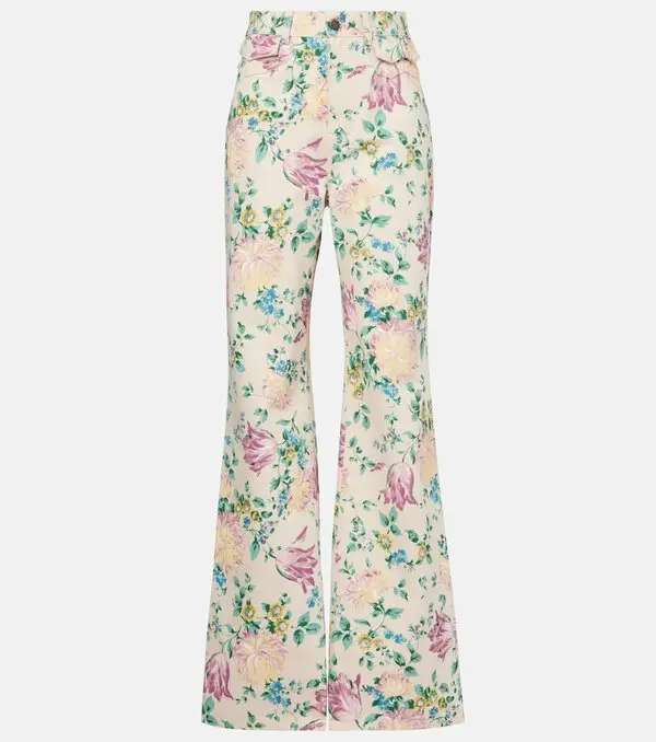 Chloé Floral High-rise Flared Jeans - Multicoloured