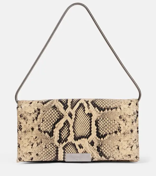 JIL SANDER Carnet Snake-effect Leather Clutch