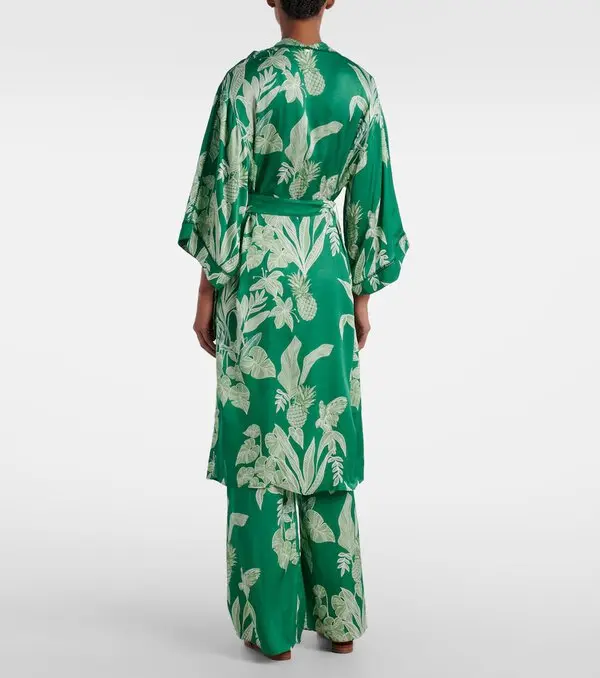 Poupette St Barth Erica Floral Satin Kaftan