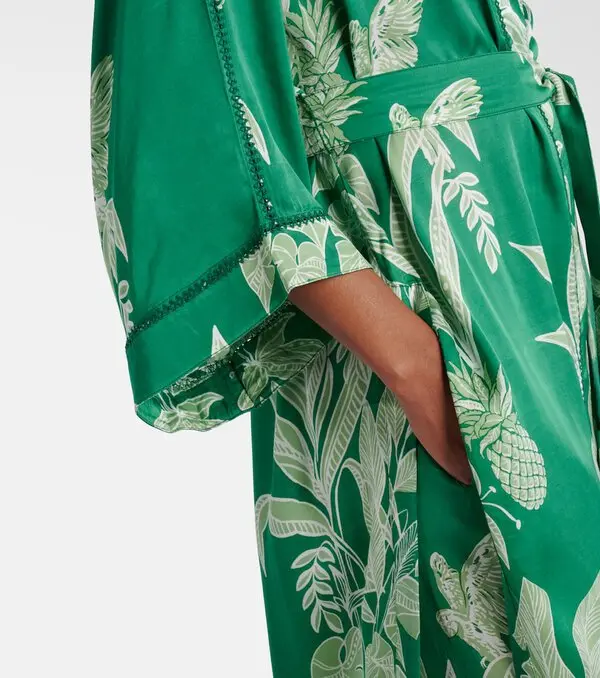 Poupette St Barth Erica Floral Satin Kaftan
