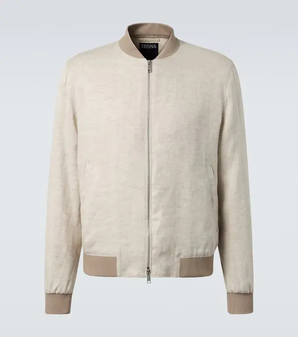 Zegna Linen Bomber Jacket - Beige