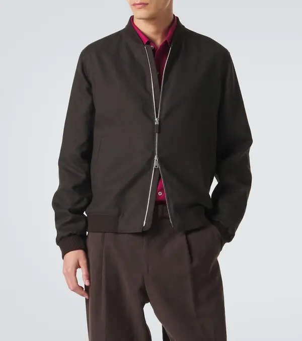 Zegna Linen Bomber Jacket - Brown