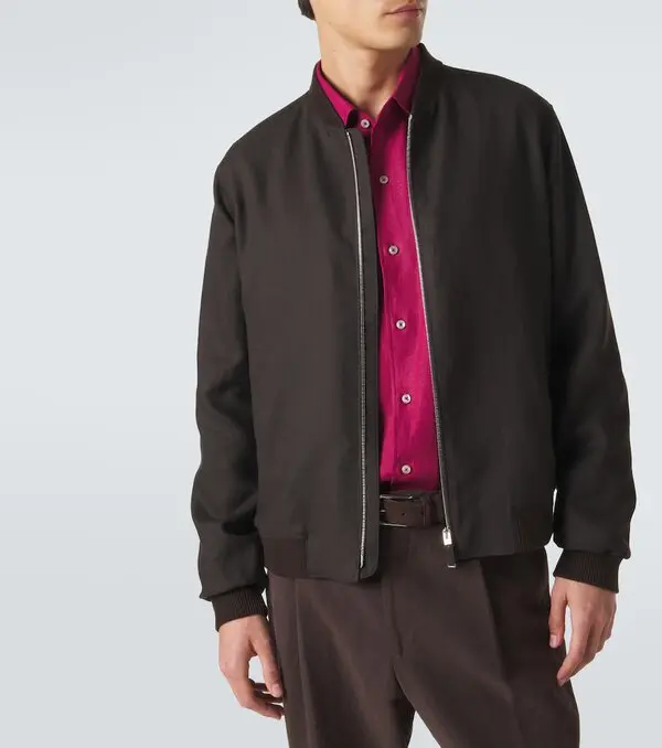 Zegna Linen Bomber Jacket - Brown