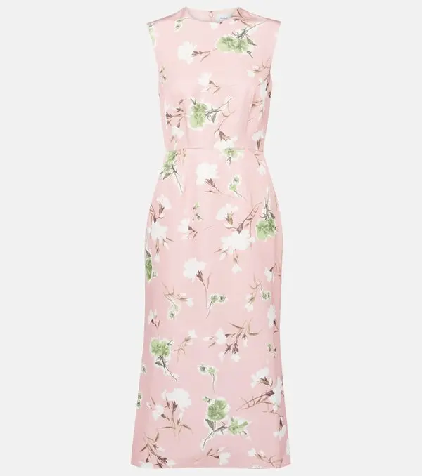 Erdem Floral Cotton-blend Faille Midi Dress - Pink