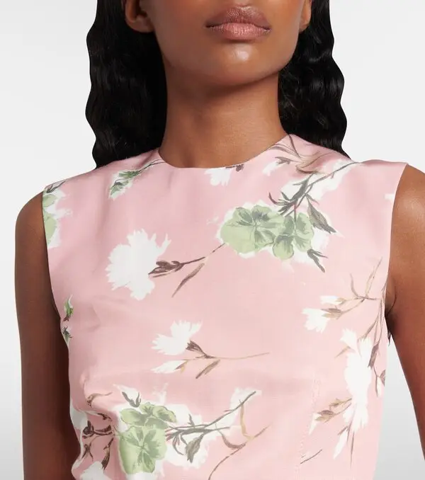 Erdem Floral Cotton-blend Faille Midi Dress - Pink