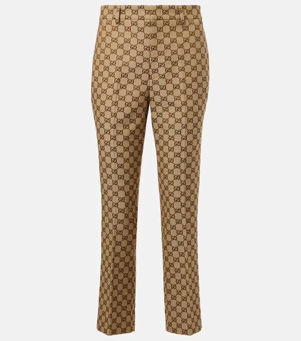 Gucci Cotton-blend Straight Pants - Beige