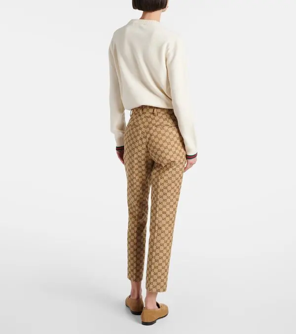 Gucci Cotton-blend Straight Pants - Beige