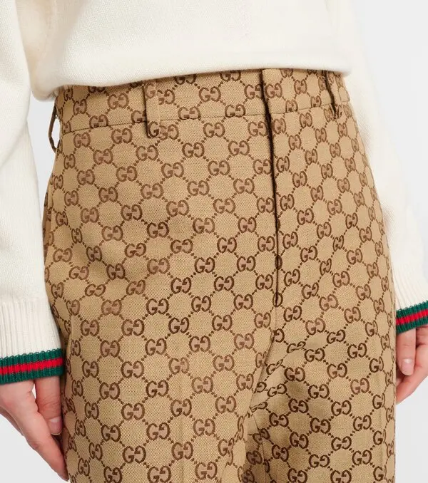 Gucci Cotton-blend Straight Pants - Beige