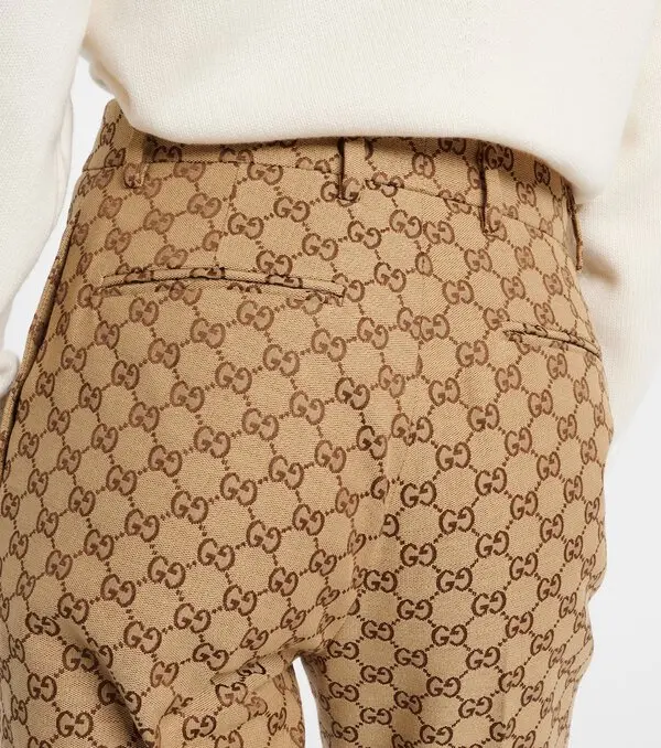 Gucci Cotton-blend Straight Pants - Beige