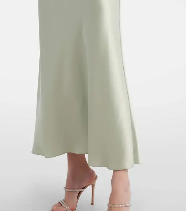 Galvan Sienna Scarf-detail Satin Maxi Dress - Green