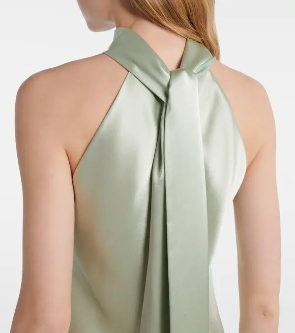 Galvan Sienna Scarf-detail Satin Maxi Dress - Green
