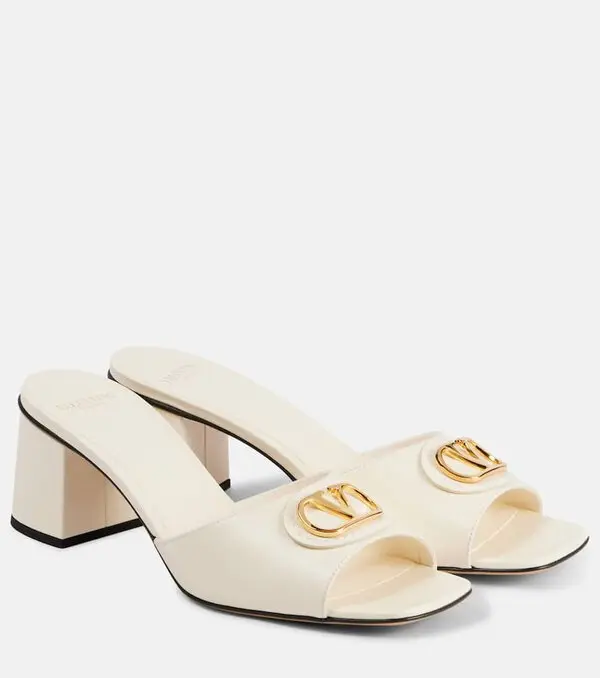 Valentino Garavani Vlogo Leather Mules - White