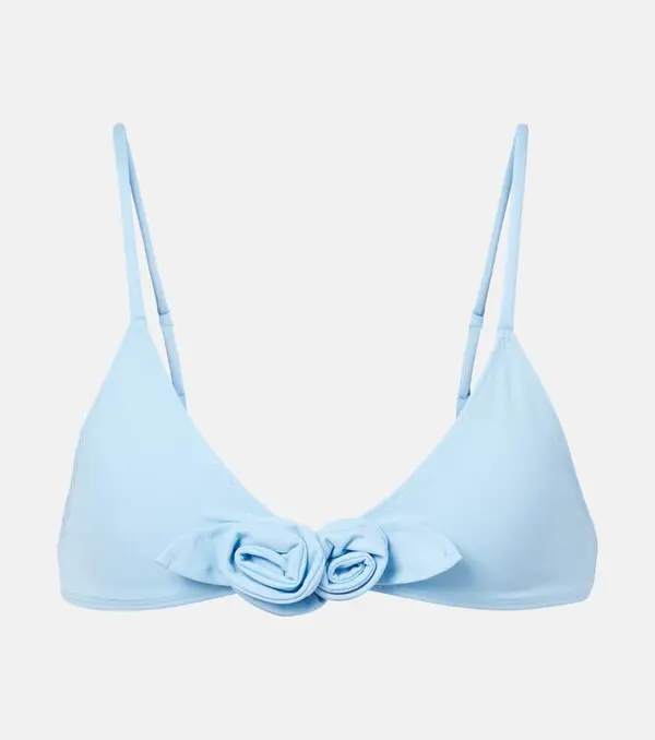 Coperni Floral-appliqué Bikini Top - Blue