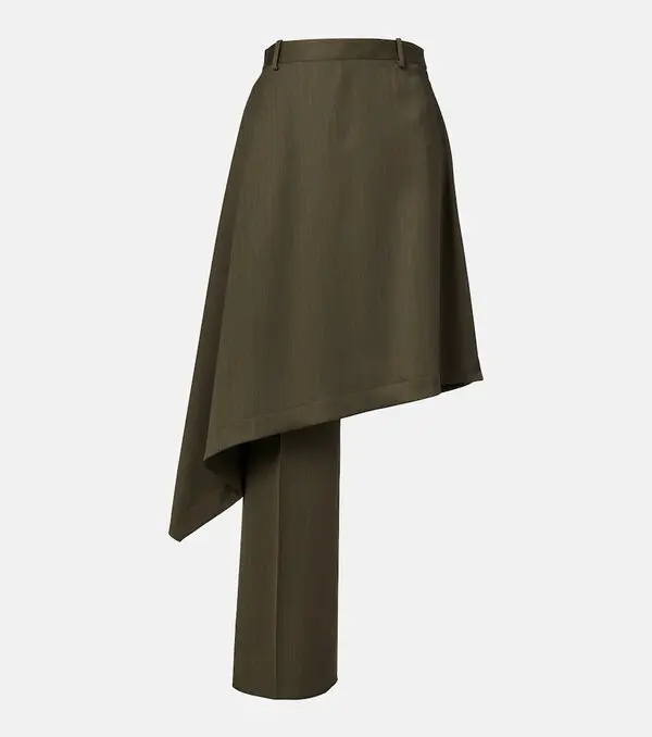 Bottega Veneta Asymmetric Wool Midi Skirt