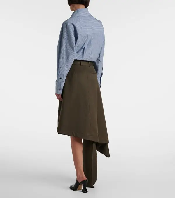 Bottega Veneta Asymmetric Wool Midi Skirt
