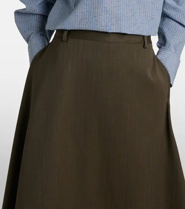 Bottega Veneta Asymmetric Wool Midi Skirt