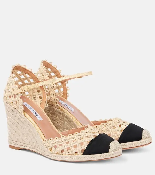 AQUAZZURA Sunburst 100 Espadrille Wedges - Beige