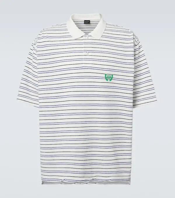 Balenciaga Bb Laurel Striped Cotton Piqué Polo Shirt