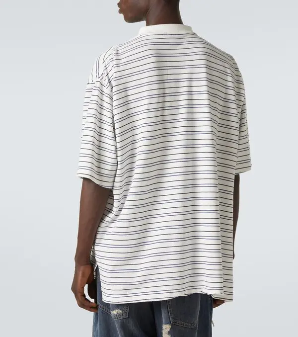 Balenciaga Bb Laurel Striped Cotton Piqué Polo Shirt