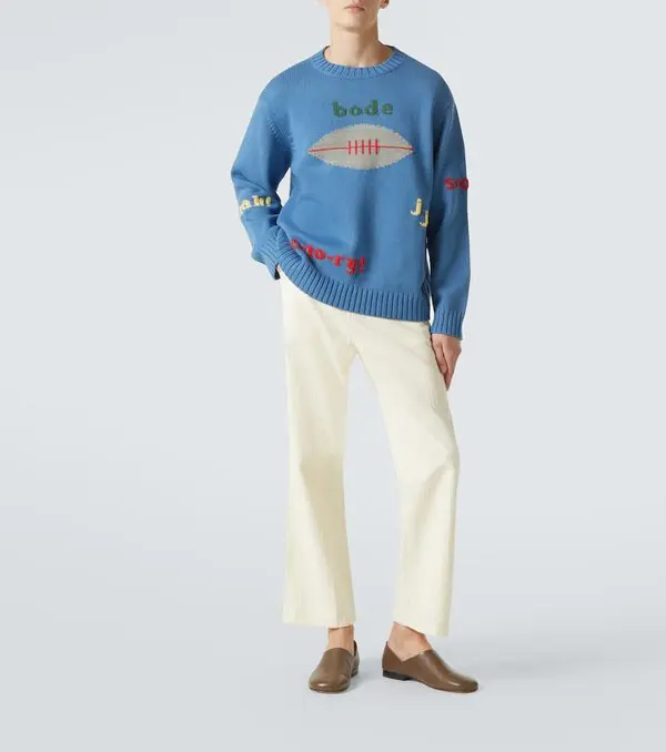 BODE Spirit Embroidered Cotton And Wool Sweater