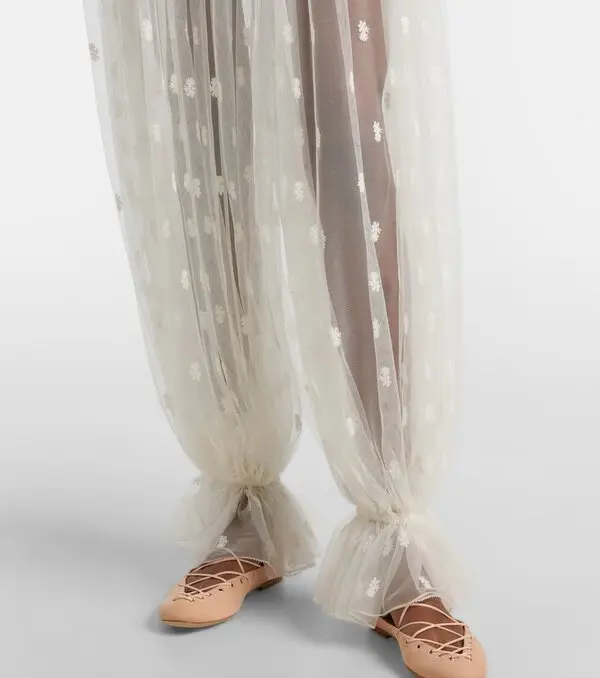 Chloé Embroidered Wide-leg Pants