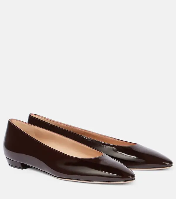GIANVITO ROSSI Amelia Patent Leather Ballet Flats - Burgundy