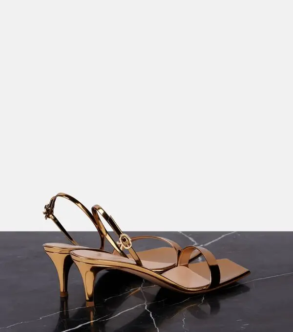 GIANVITO ROSSI Ribbon 55 Metallic Leather Sandals