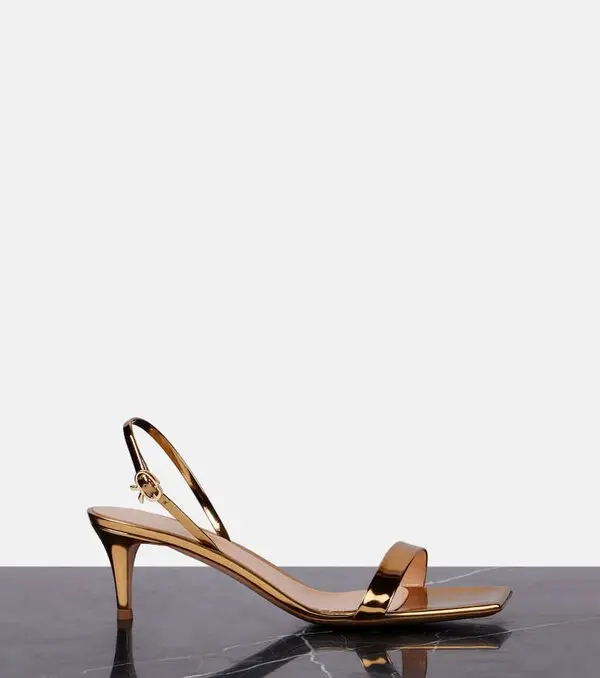 GIANVITO ROSSI Ribbon 55 Metallic Leather Sandals
