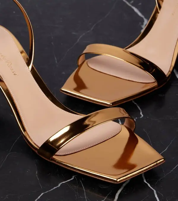 GIANVITO ROSSI Ribbon 55 Metallic Leather Sandals