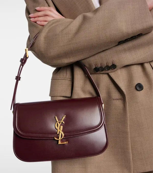 Saint Laurent Solferino Small Leather Shoulder Bag - Burgundy