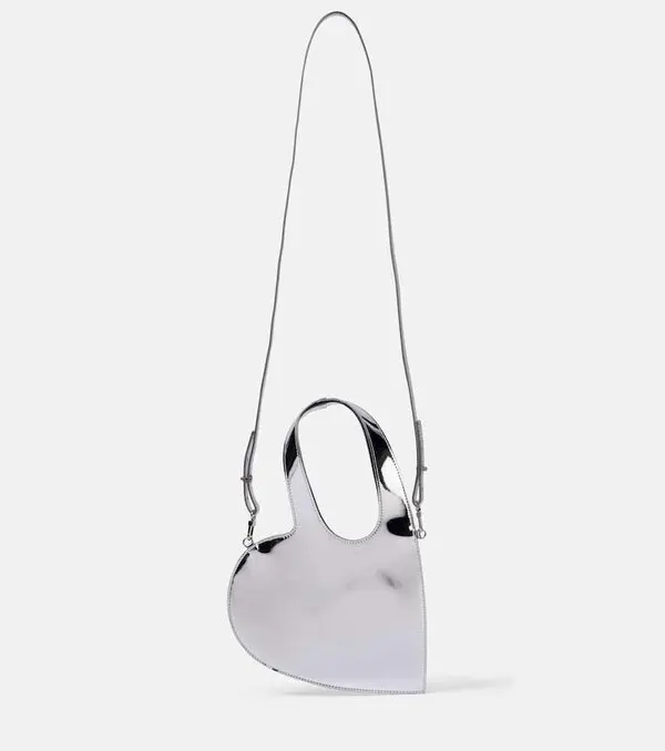 Coperni Heart Mirrored Leather Crossbody Bag - Silver