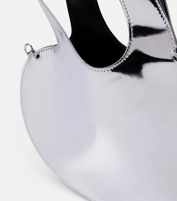 Coperni Heart Mirrored Leather Crossbody Bag - Silver