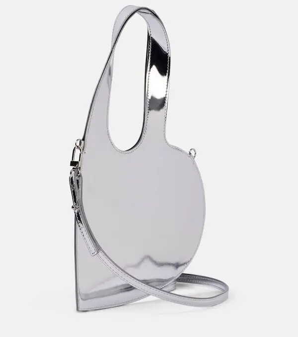 Coperni Heart Mirrored Leather Crossbody Bag - Silver