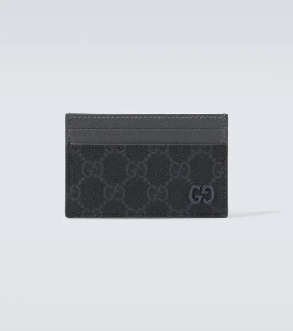 Gucci Gg Canvas And Leather Card Holder - Black