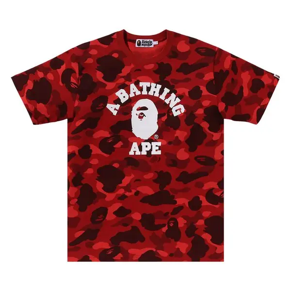 A BATHING APE Color Camo College Tee - Red
