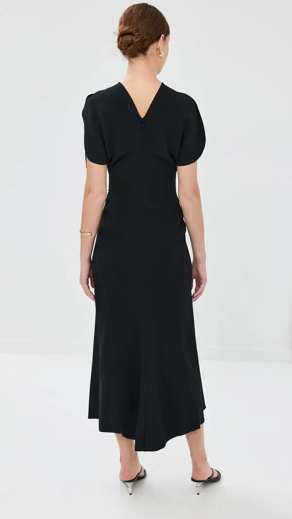 Victoria Beckham Gathered Waist Midi Dress - Black