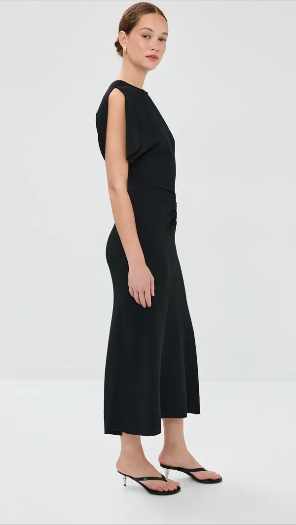 Victoria Beckham Gathered Waist Midi Dress - Black