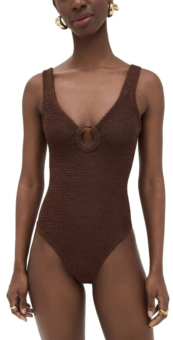 Hunza G Celine One-piece Swimsuit - Metallic Chocolate