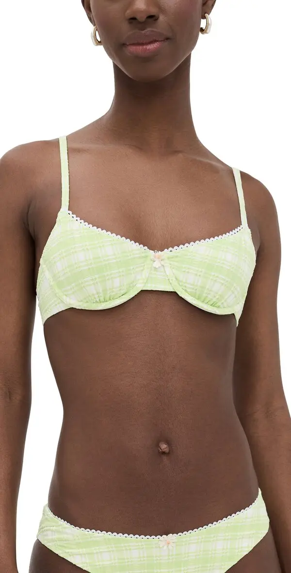 Solid & Striped Daphne Bikini Top - Seersucker Matcha