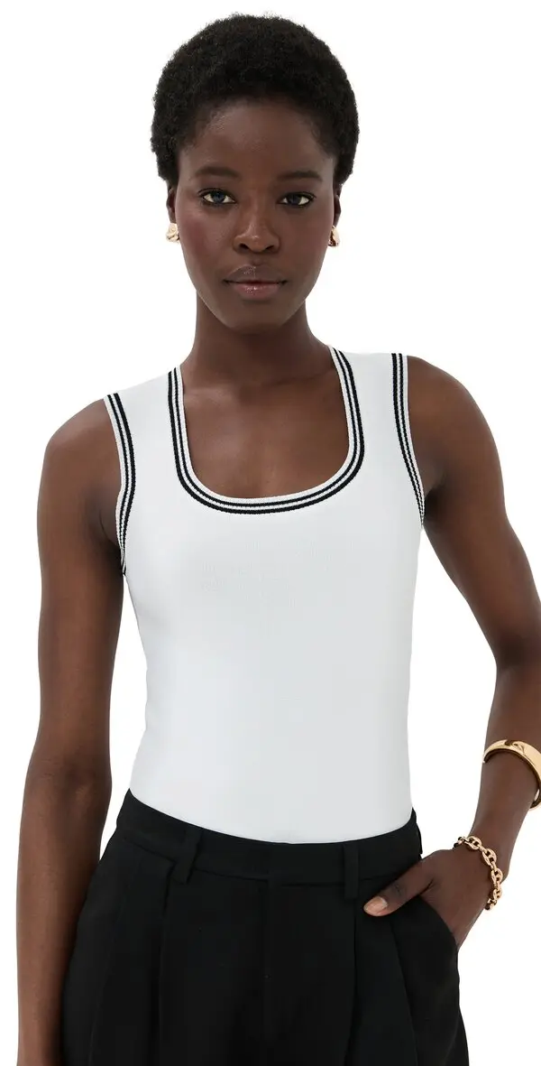 LE BOP Ringer Tank Bodysuit - White & Black