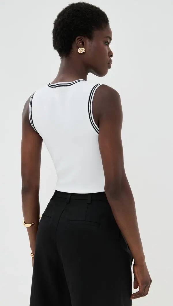 LE BOP Ringer Tank Bodysuit - White & Black