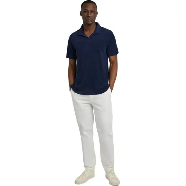 Onia Towel Terry Johnny Collar Polo - Deep Navy