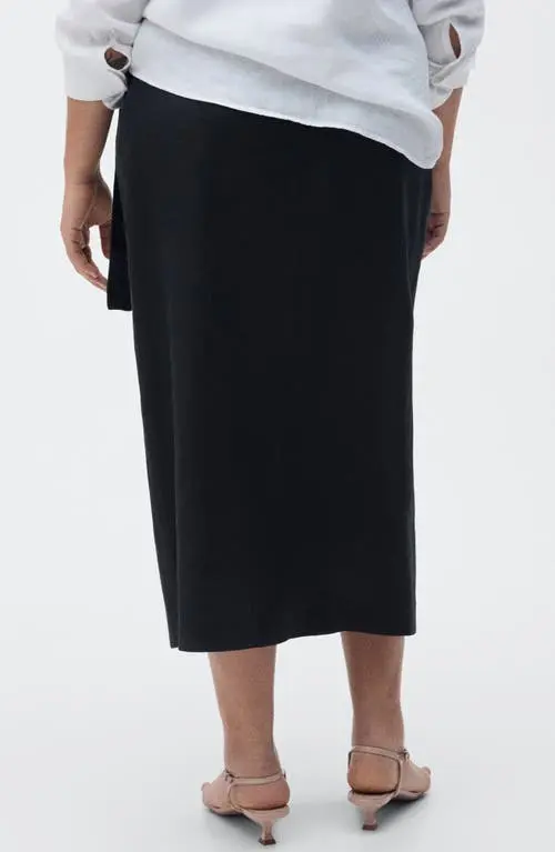 Mango Side Tie Linen Wrap Skirt
