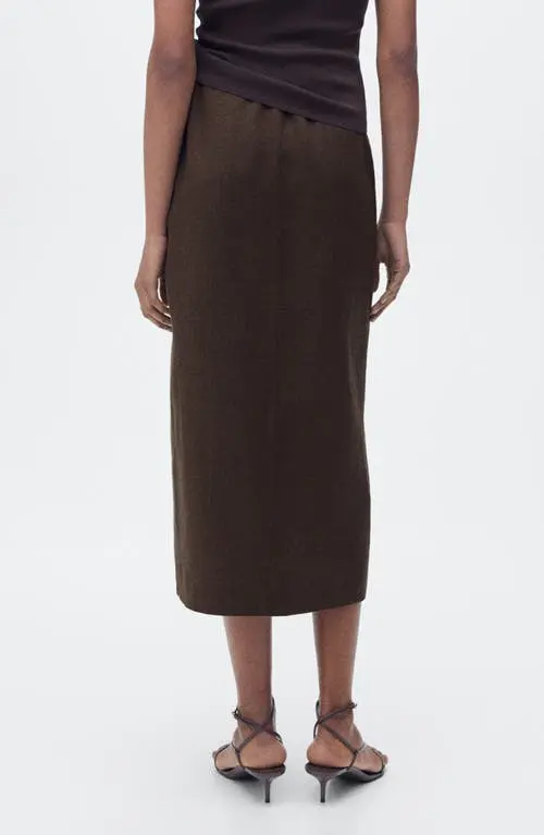 Mango Side Tie Linen Wrap Skirt