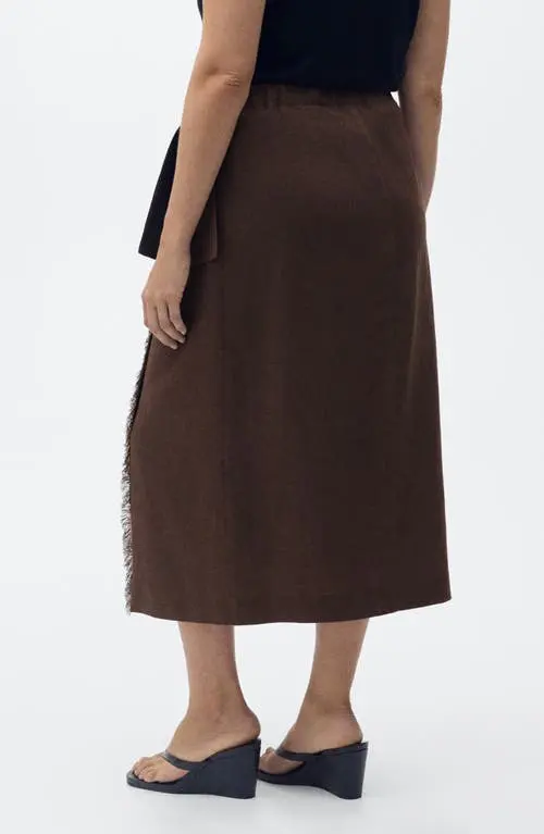 Mango Side Tie Linen Wrap Skirt