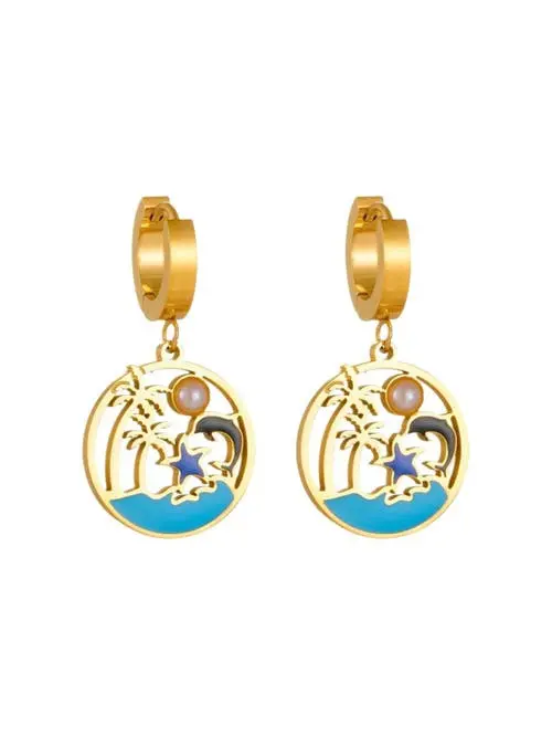 HOLLYWOOD SENSATION Tropical Paradise Hoop Earrings - Gold