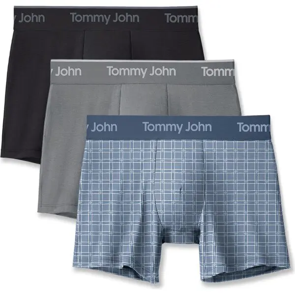 Tommy John Assorted 3-pack Second Skin 4-inch Stretch Modal Boxer Briefs - Black Monument