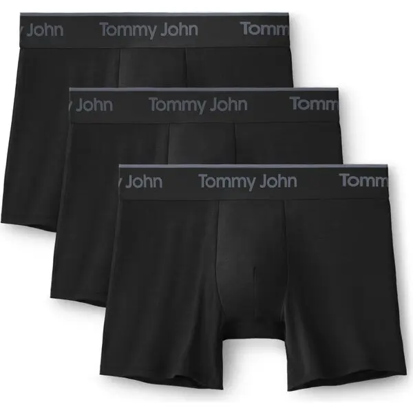 Tommy John Assorted 3-pack Second Skin 4-inch Stretch Modal Boxer Briefs - Black