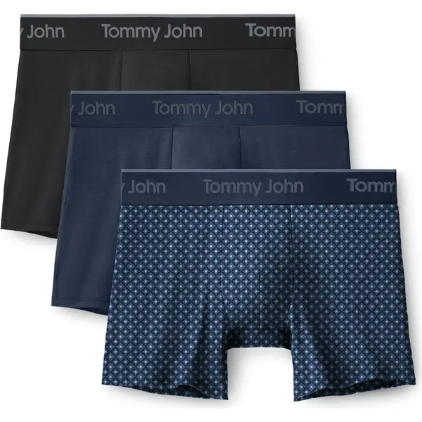 Tommy John Assorted 3-pack Second Skin 4-inch Stretch Modal Boxer Briefs - Black/dress Blue/blue Gents